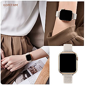 EOMTAM 6 Pack Slim Stretchy Compatible for Apple Watch Band 38mm 40mm 41mm 42mm 44mm 45mm Women,Lady Nylon Thin Elastics Wristbands Solo Loop Straps for iWatch Series 8 7 6 SE 5 4 3(38,C1)
