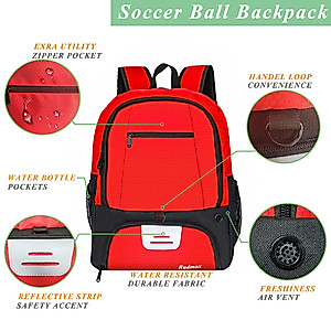 Rudmox Soccer Ball Bag-Backpack for Basketball,Volleyball with Cleat Shoes and Ball Compartment for Sports Team,Trainning