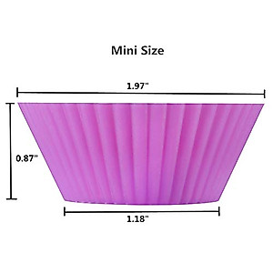 Mirenlife 2 Inch Mini Size Silicone Baking Cups Muffin Cups, Reusable and Nonstick Mini Cupcake Liners, Mini Chocolate Holders Truffle Cups, 24 Pack, 6 Vibrant Colors, Round