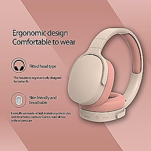 Smart Noise Canceling Bluetooth Headphones, HiFi Foldable Wireless Headphones, Ergonomic Bluetooth 5.1 Compatible, Stereo Around Ear Headphones, Wireless Headphones with Mic (Beige)
