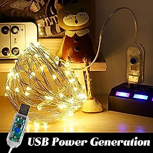 HAOBAOBEI USB Christmas Lights Plug in, 66ft 200 Led Silver Copper Wire Fairy String lights with Remote, Warm White Firefly Twinkle Lights for Bedroom Party Centerpiece Patio Christmas Tree Decoration