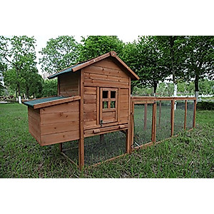 ECOLINEAR 120'' Chicken Coop w/Run Cage Outdoor Hen House for 2-6 Chickens Hutch Poultry Pet Wooden Coop Nest Box Garden Backyard