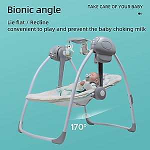 Vannetgo Comfort Portable Swing,Comfort Baby Rocking Chair with Soothing Music，Foldable,Bionic Design, Baby Rests Peacefully (WTY25122)
