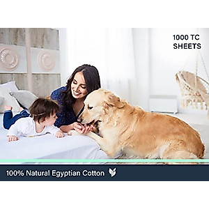 KESARA 1000 Thread Count 100% Egyptian Cotton Bed Sheets 4 Pc Queen Size Sheet Set Navy Blue, Sateen Weave Bed Sheets, Single Ply Yarns, Luxury Collection, Fits Mattress up to 16” Deep Pocket