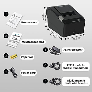 NUCOUN Receipt Printer VCP-58PLUS 58mm Thermal POS Receipt Printer, RS-232 Serial & Cash Box Interface,Connect VC-7 VC-3 Money Value Counter with RS-232 Cable
