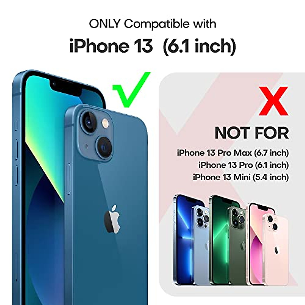 TAURI 5 in 1 Designed for iPhone 13 Case Crystal Clear, [Not-Yellowing] with 2X Tempered Glass Screen Protector + 2X Camera Lens Protector, [Military-Grade Drop Tested] Shockproof Slim Cover 6.1 inch