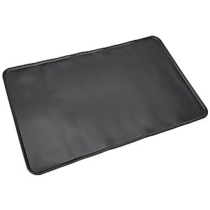 Amazon Basics Waterproof Anti-Slip Silicone Pet Food and Water Bowl Mat, 24 x 16 Inches, Black, Solid