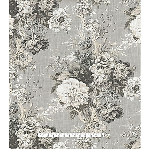 Waverly - Premium Printed Linen Fabric by The Yard, Floral Inspired, DIY, Craft, Project, Sewing, Designer Upholstery and Home Decor, 54" Wide (Ballad Bouquet Collection, Platinum)