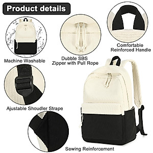 School Backpack for Teens Large Corduroy Bookbag Lightweight 17 inch Laptop Bag for Girls Boys Casual High School College