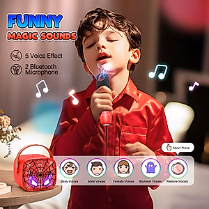 Mini Karaoke Machine Toys Gifts: Kids Toys Easter Birthday Gifts for 4 5 6 7 8 9 Years Old Girl Boy LED Portable Bluetooth Speaker with 2 Wireless Microphone Girl Boy Kid Adult Gift Age 3-12+