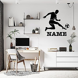 Personalized Soccer Player Wall Decal - Perfect Sports Decor for Boys Bedroom or Soccer Room - Soccer Wall Stickers and Decals for Customized Soccer Wall Decor and Football Fans