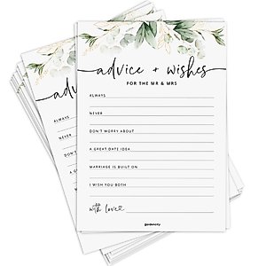 Advice and Wishes for the Mr and Mrs, Eucalyptus Wedding Advice Cards, Greenery Advice for Bride Cards, Advice Cards for Bridal Shower, Wedding Registry Ideas, Green Bridal Shower Games, 50 Pack