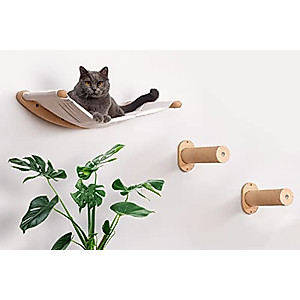 7 Ruby Road Cat Hammock Wall Mounted Cat Shelf with Two Steps - Cat Wall Shelves and Perches for Sleeping, Playing, Climbing, and Lounging - Modern Cat Bed & Furniture for Large Cats or Kitty