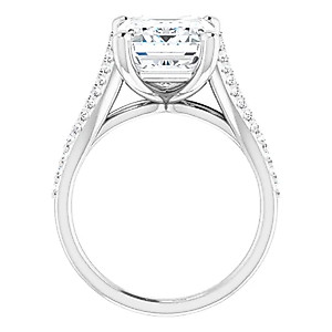 JEWELERYIUM Wedding Bridal Ring, Bridal Statement Ring, Moissanite Engagement Ring for Women, 4 CT Emerald Cut, 925 Sterling Silver in Prong Set, VVS1 Clarity, Perfect Birthday Ring for Her (6)