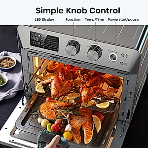 ECOWELL Air Fryer Toaster Oven Combo, 15-in-1 Airfryer Toaster Ovens Countertop, 26.4 QT Stainless Steel Air Fryers Convection Oven, for 360° Even & Healthy Cooking, Model: ECOKX01, Silver