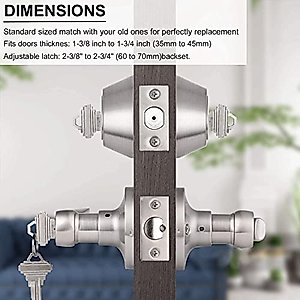 DECORITEN Entry Door Handle with Double Keyed Deadbolt, Satin Nickel Door Handle, Front Door Entrance Lever Lockset and Double Cylinder Deadbolt Combination Set with Same Keys, 4 Set