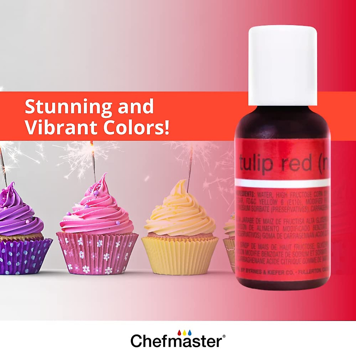 Chefmaster - Liqua-Gel Food Coloring - 12 Color Set B - Fade Resistant - 12 Pack - Vibrant, Eye-Catching Colors, Easy-To-Blend Formula, Fade-Resistant - Made in the USA