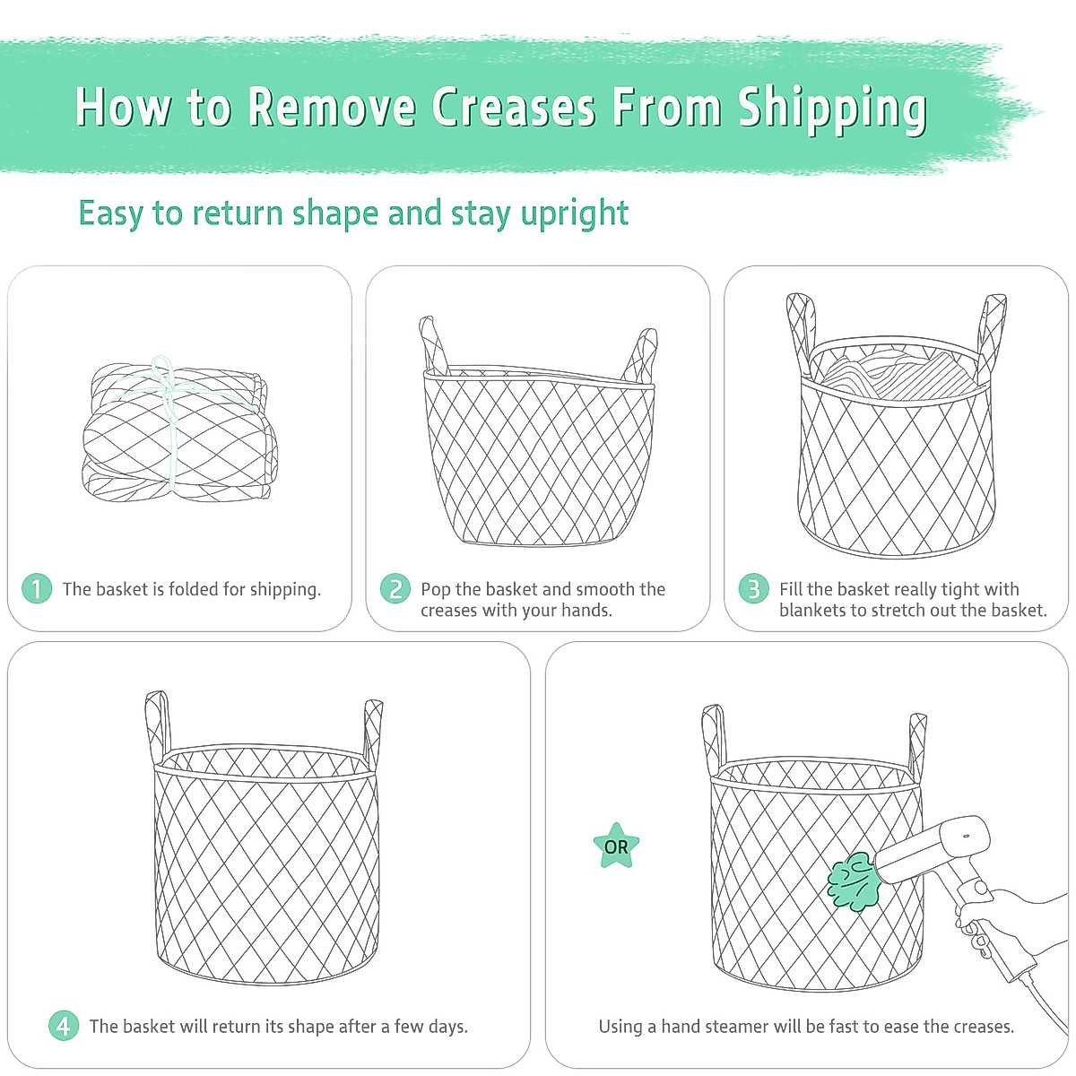 Lulumoon Baby Basket Reversible Laundry Basket, 11"x11“, Starry Night