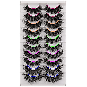 Mink Lashes D Curl Lashes Strips Fluffy False Eyelashes Full Volume Messy Fake Lashes 10 Pairs 5 Styles Mink Lash Pack