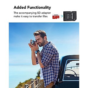 Lexar E-Series 64GB Micro SD Card, microSDXC UHS-I Flash Memory Card with Adapter, 100MB/s, C10, U3, A1, V30, Full HD, 4K UHD, High Speed TF Card