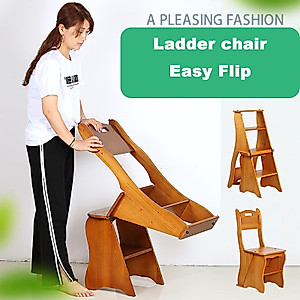 LUCEAE Step Stool,4 Tier Folding Wooden Seat Portable Shoe Closet High Stool Eco-Friendly Water Paint Reinforced Hinged Ladder Stool Tongue and Groove Structure Smooth Ladder Body,Safe and Sturdy Dura