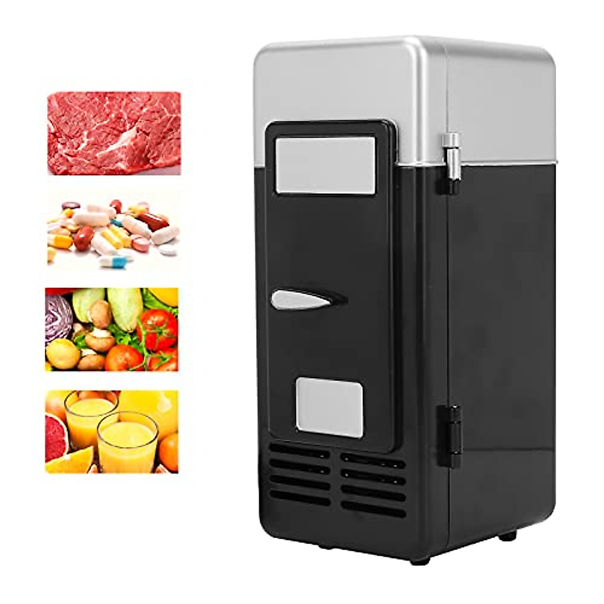 Mini Fridge, Portable Car Fridge USB Hot Cooler Freezer Food Skin Care Products Storage Small Fridge Compact Cool Fridge For Cola Coffee In The Car Office Desk & College Dorm Room Bedroom