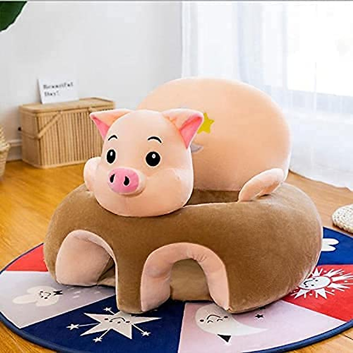 JIAOAO 1 Pcs Cute Baby Sofa Cover,Sofa Chair Baby,Baby Support Sofa Chair Baby Learning Seat Plush Shell Chairs for Babies.(No Filling)