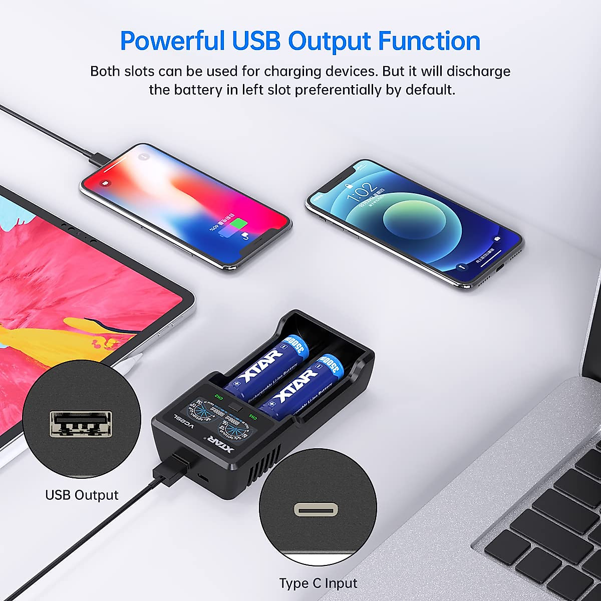 Universal Battery Charger XTAR VC2SL LCD Display Speedy Smart Charger for Rechargeable Batteries Ni-MH Ni-Cd AA AAA Li-ion IMR