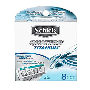 Schick Quattro Titanium Razor Blade Refills for Men - 8 Count