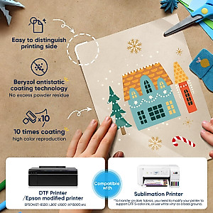 SIIHENRRY Premium DTF Transfer Film: A4 (8.3" x 11.7") 15 Sheets Matte PET Heat Transfer Paper for All DTF&DTG Printer Direct Print On T Shirts Textile