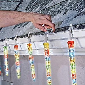 Noma LED Quick-Clip Cascading Shooting Star Icicle Christmas Lights | Built-in Clip-On Icicle Lights | 10 Multi-Color Bulbs | 12.6 Ft. White Wire Strand 