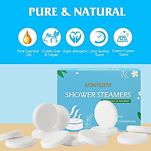 Shower Steamers Aromatherapy, 12 Pack XXL Eucalyptus Menthol Shower Steamer, Essential Oils Shower Bath Bombs Tablets for Nasal Relief and Relaxation, Bath Gift for Men and Women, No Color Residue
