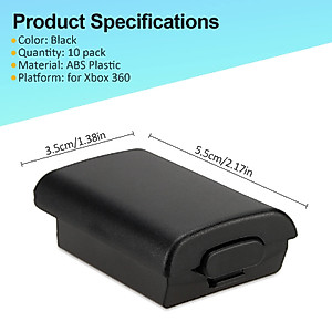 Much 10 Pack Black Battery Cover Shell Cases Kit Compatible with Microsof Xbox 360 Wireless Controller