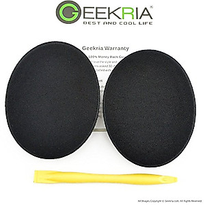 Geekria QuickFit Leatherette Replacement Ear Pads for Sennheiser HD180, HD201, HD449 Headphones Ear Cushions, Headset Earpads, Ear Cups Cover Repair Parts (Black)