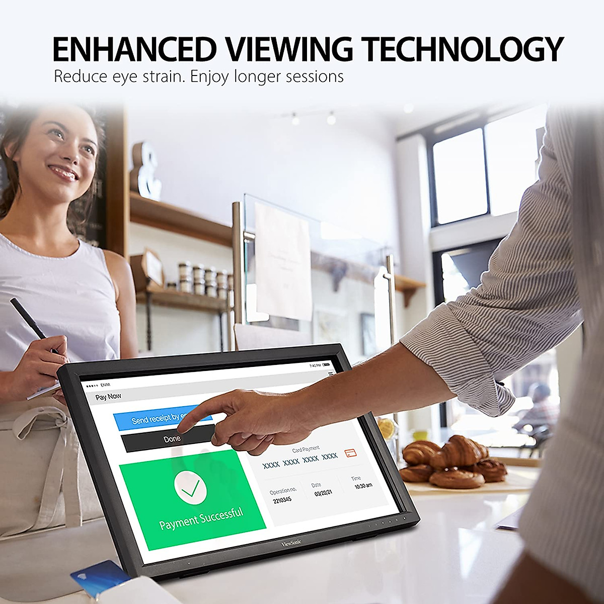 ViewSonic TD2423D 24 Inch 1080p 10-Point Multi IR Touch Screen Monitor with Eye Care HDMI, VGA, USB Hub and DisplayPort