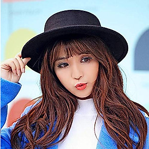 Classic Unisex Wool Blend Fedora Hat Brim Flat Church Cap Wide Brim Classic Pork Pie Hat Perfect for Wedding Party Talent Show Performance Best Xmas Gift for Boys Girls Women Men Black