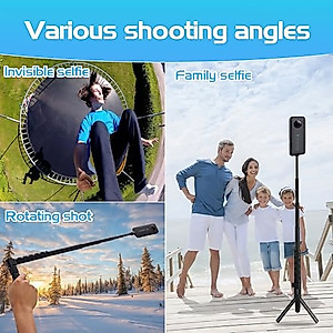 O'woda Invisible Selfie Stick for Insta360 X4, Extendable Portable Monopod Bullet Time Rotatable Handle Kit with Mini Camera Tripod for Insta360 X4, X3, ONE X2, ONE X, ONE RS