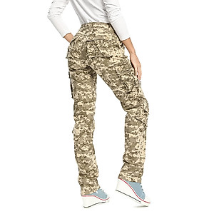 Mesinsefra Womens Cargo Pants with Pockets, Outdoor Casual Ripstop Military Combat Construction Work Pants Camo S - 8