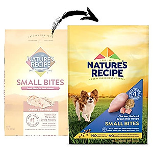 Nature’s Recipe Small Bites Dry Dog Food, Chicken & Rice Recipe, 12 Pound Bag (Package May Vary)