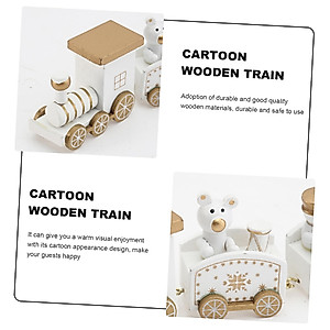 IWOWHERO 1pc Christmas Train Desktop Wooden Trains Mini Christmas Tree Xmas Train Sculpture Wooden Christmas Train Christmas Train Set Birthday Cake Ornament Train Cake Decor White