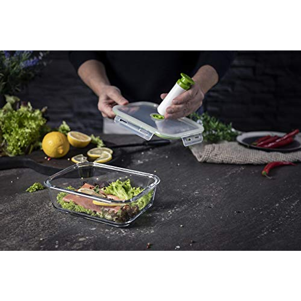 Kuhn Rikon Vacuum Storage System Glass Container, 0.37 Litre