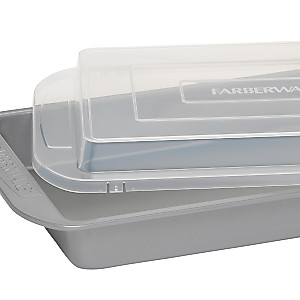 Farberware Nonstick Bakeware Baking Pan With Lid / Nonstick Cake Pan With Lid, Rectangle - 9 Inch x 13 Inch, Gray