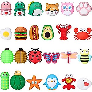 24 Pcs Cable Protector Cute Charging Cable Saver Plastic Fruit Food Animal Charger Cord Protector Phone Cord Bites Phone Cord Protector for Cellphone USB Cable Tablet Data Lines Accessories