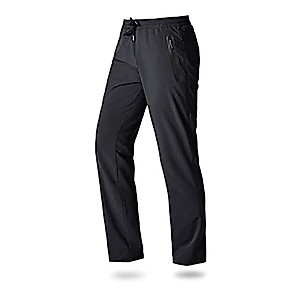 Boladeci Athletic Pants for Men Lightweight Quick Dry Breathable Elastic Waist Zip Pockets Outdoor Jogger Travel Fishing Hiking Pants Black 40