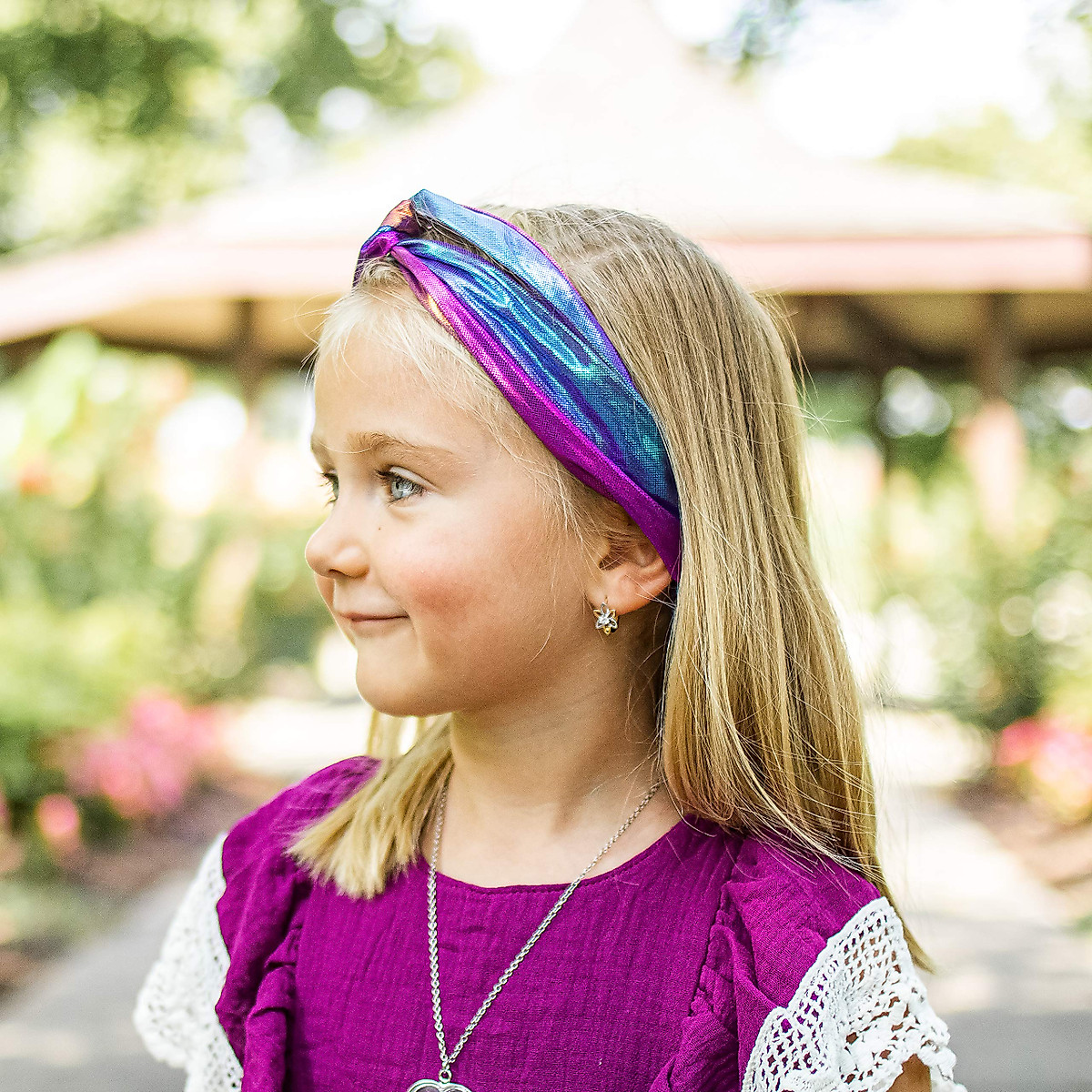 FROG SAC 6 Mermaid Knotted Headbands For Girls, Little Girl Hair Accessories, Kids Knot Headwraps, Criss Cross Tie Dye Head Bands, Metallic Rainbow Turban Hair Bands