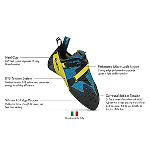 SCARPA Furia Air Rock Climbing Shoes for Sport Climbing and Bouldering - Specialized Performance for Sensitivity and Breathability - Baltic Blue/Yellow - 8-8.5