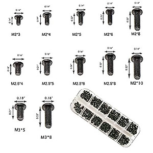 Persberg 360pcs 12sizes Laptop Notebook Tiny Computer Replacement electronic Screws Assortment Kit Black,M2 M2.5 M3,for Lenovo Toshiba Gateway Samsung HP IBM Dell Sony Acer Asus Hard Disk SATA SSD M.2