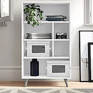 i BKGOO Storage Box with Lid,Fabric Cube Storage Bin,Foldable Clear Window Storage Boxes with Cover for Home Bedroom Closet Office Nursery 4-Pack 12 x 12 x 8.5 inch