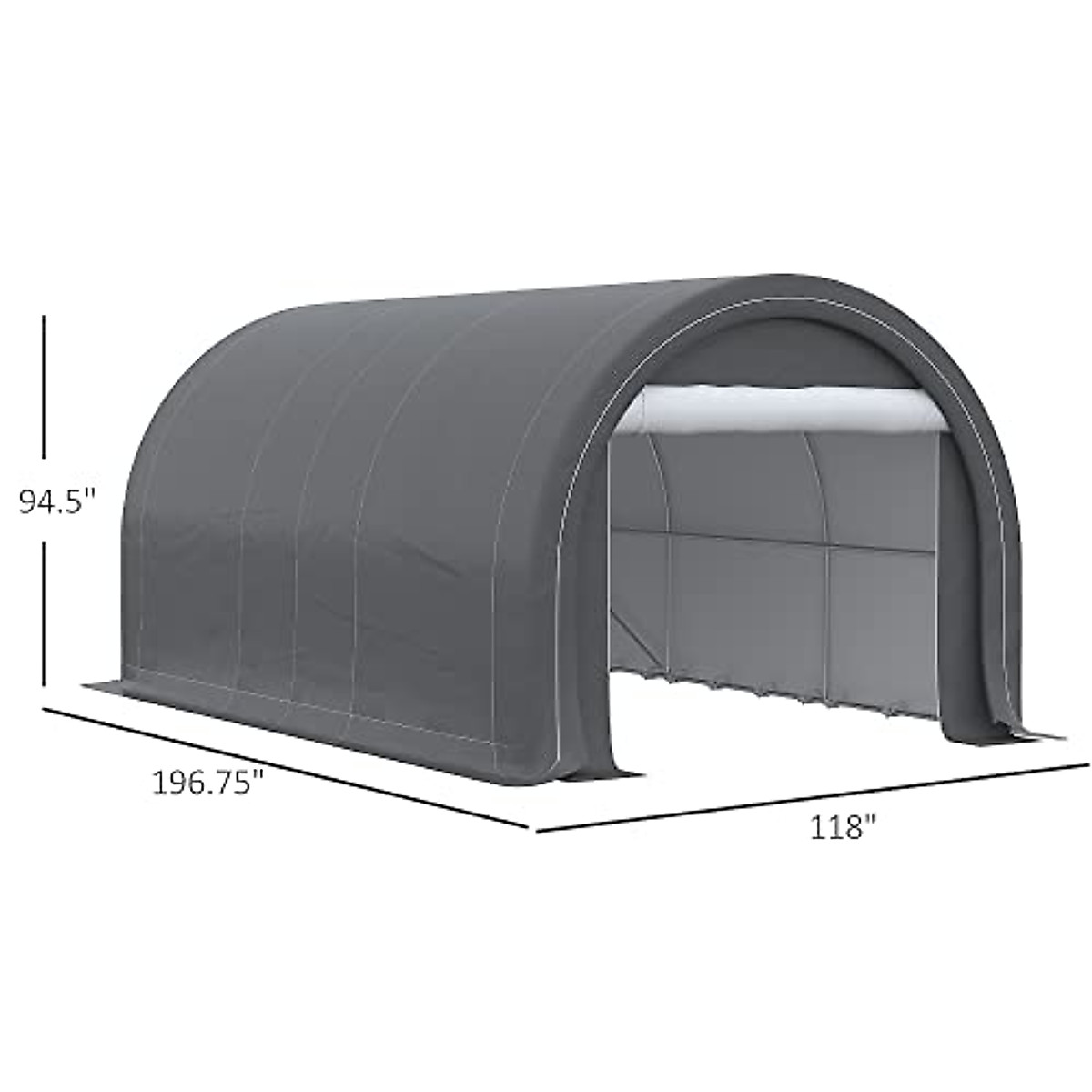 Outsunny 16' x 10' Carport, Heavy Duty Portable Garage/Storage Tent with Large Zippered Door, Anti-UV PE Canopy Cover for Car, Truck, Boat, Motorcycle, Bike, Garden Tools, Outdoor Work, Gray
