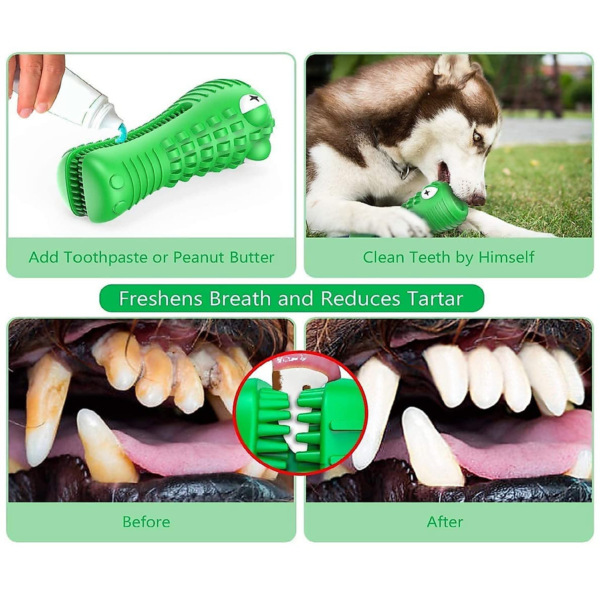 Dealhub Dog Chew Toy, Natural Rubber Dog Toothbrush Aggressive Chewers, for Medium to Large Dogs, Squeaky Dog Toy, Extremely Durable Dog Toy